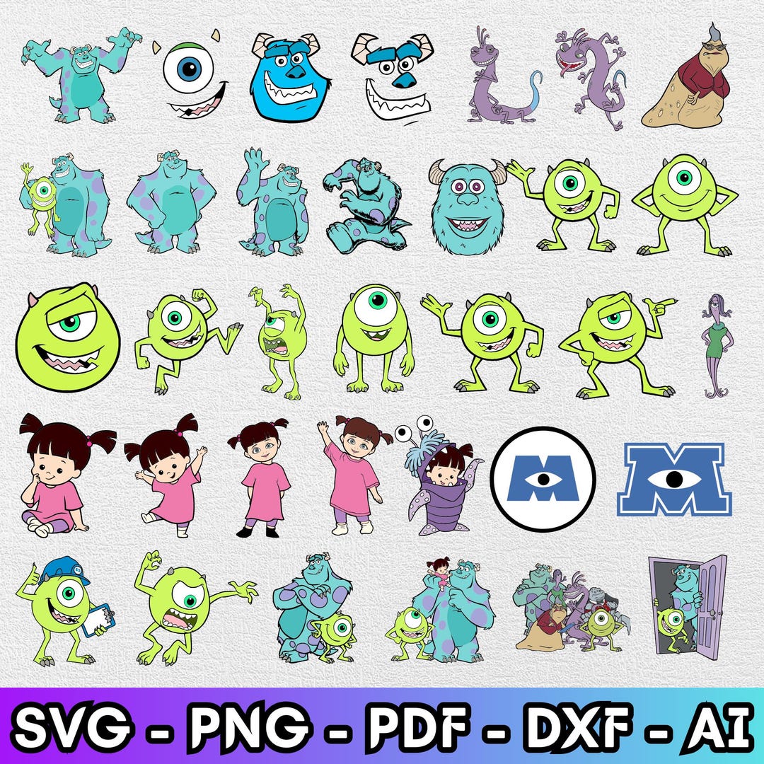 Monsters Inc SVG Bundle, Monsters Inc PNG Bundle, Monsters Inc Clipart ...