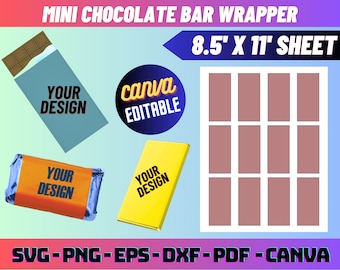 Mini Chocolate Wrapper Template, Candy Bar Wrapper Svg, Mini Candy Bar ...