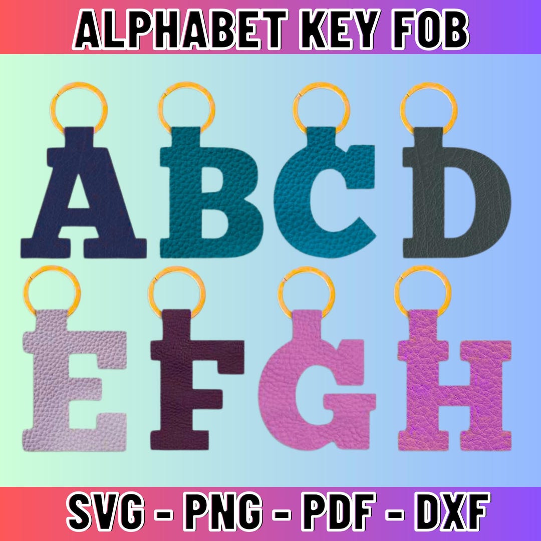 Alphabet Key Fob Svg, All Latter Bag Tag Fob Template, Faux Leather ...