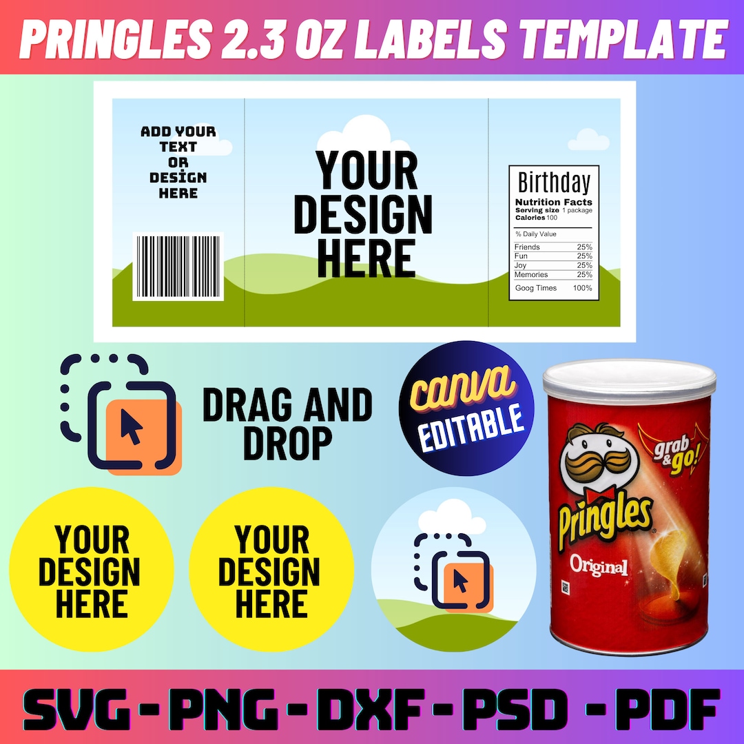Pringles 2.3 Oz Labels Template, Pringles Template, Canva Editable ...