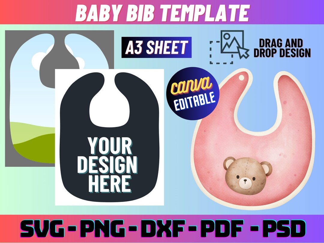 Baby Bib Template, Baby Bib for Sublimation, Baby Boy or Girl Bib ...
