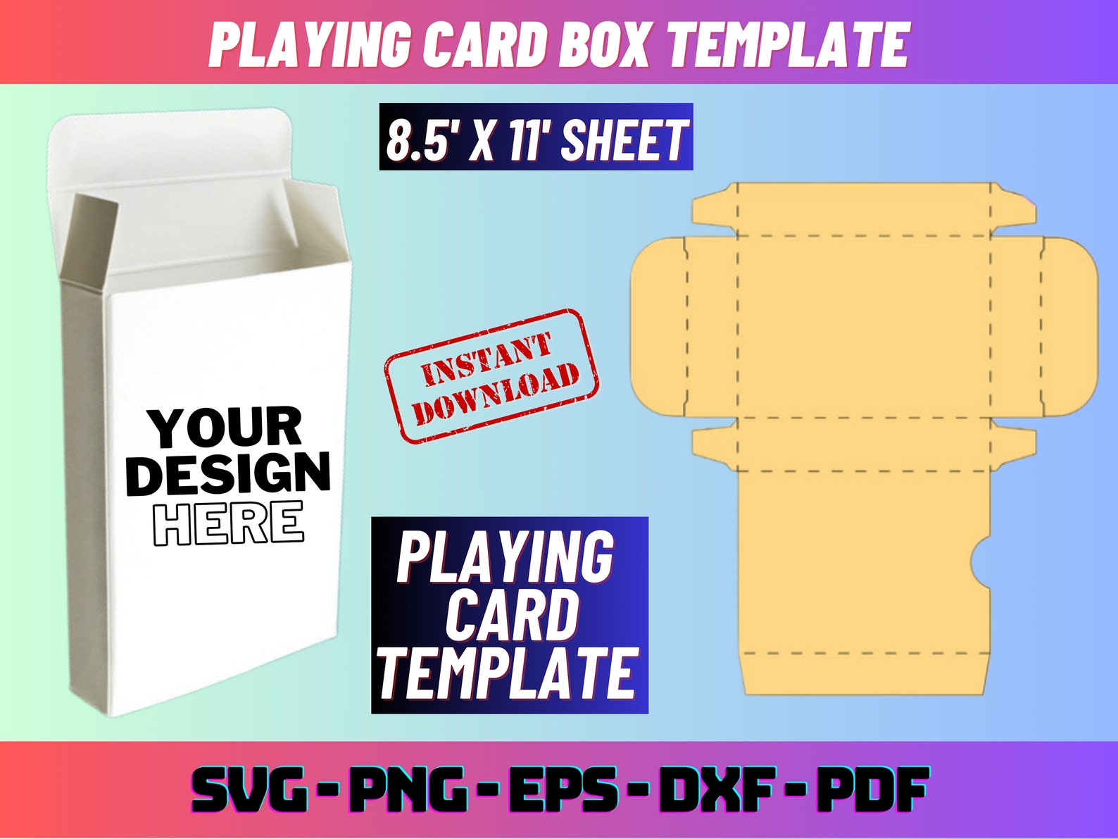 Playing Card Box Template Svg, Box Svg, Box Template Svg, Gift Box ...