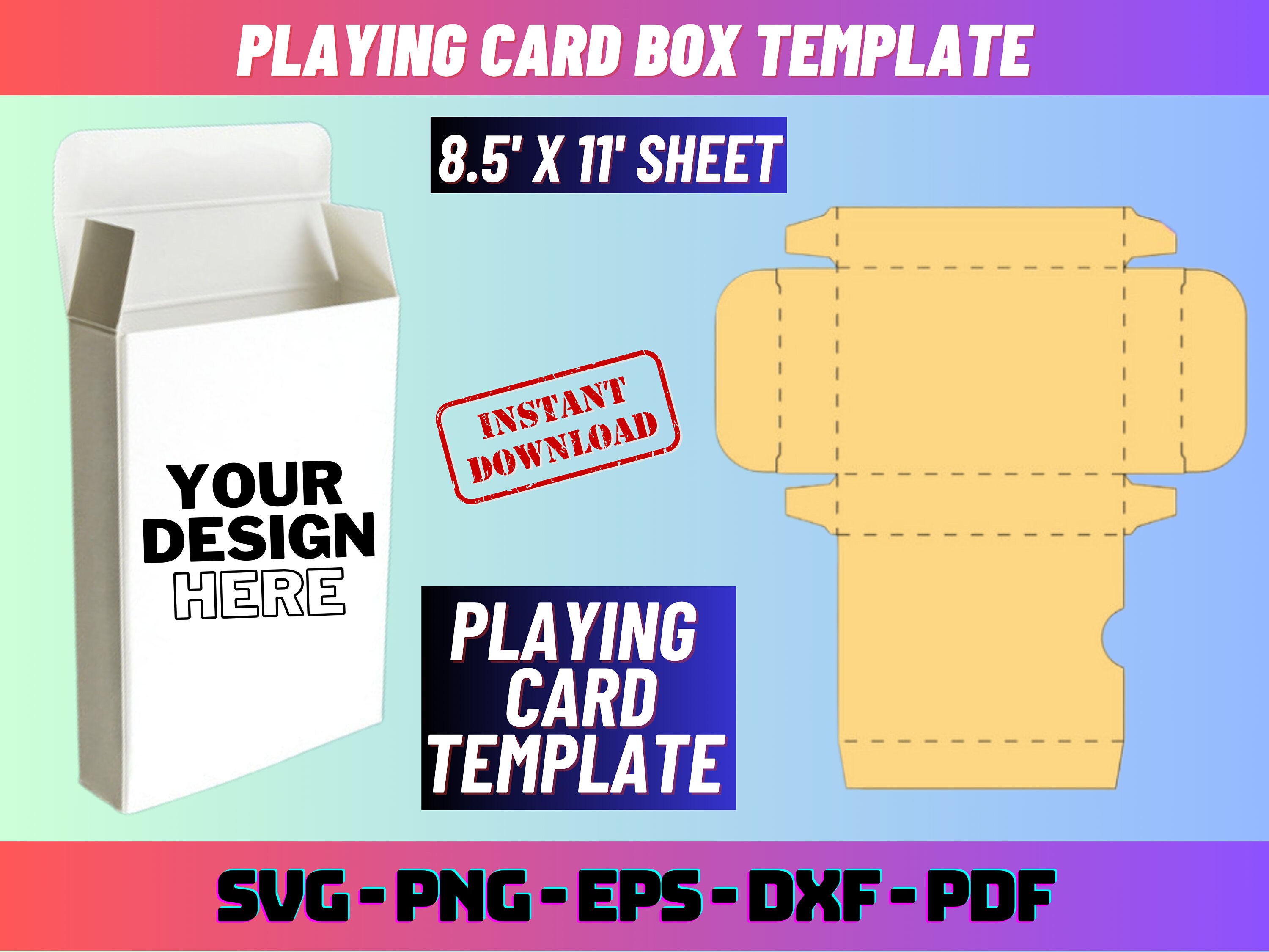 Playing Card Box Template Svg Box Svg Box Template Svg Gift - Etsy ...