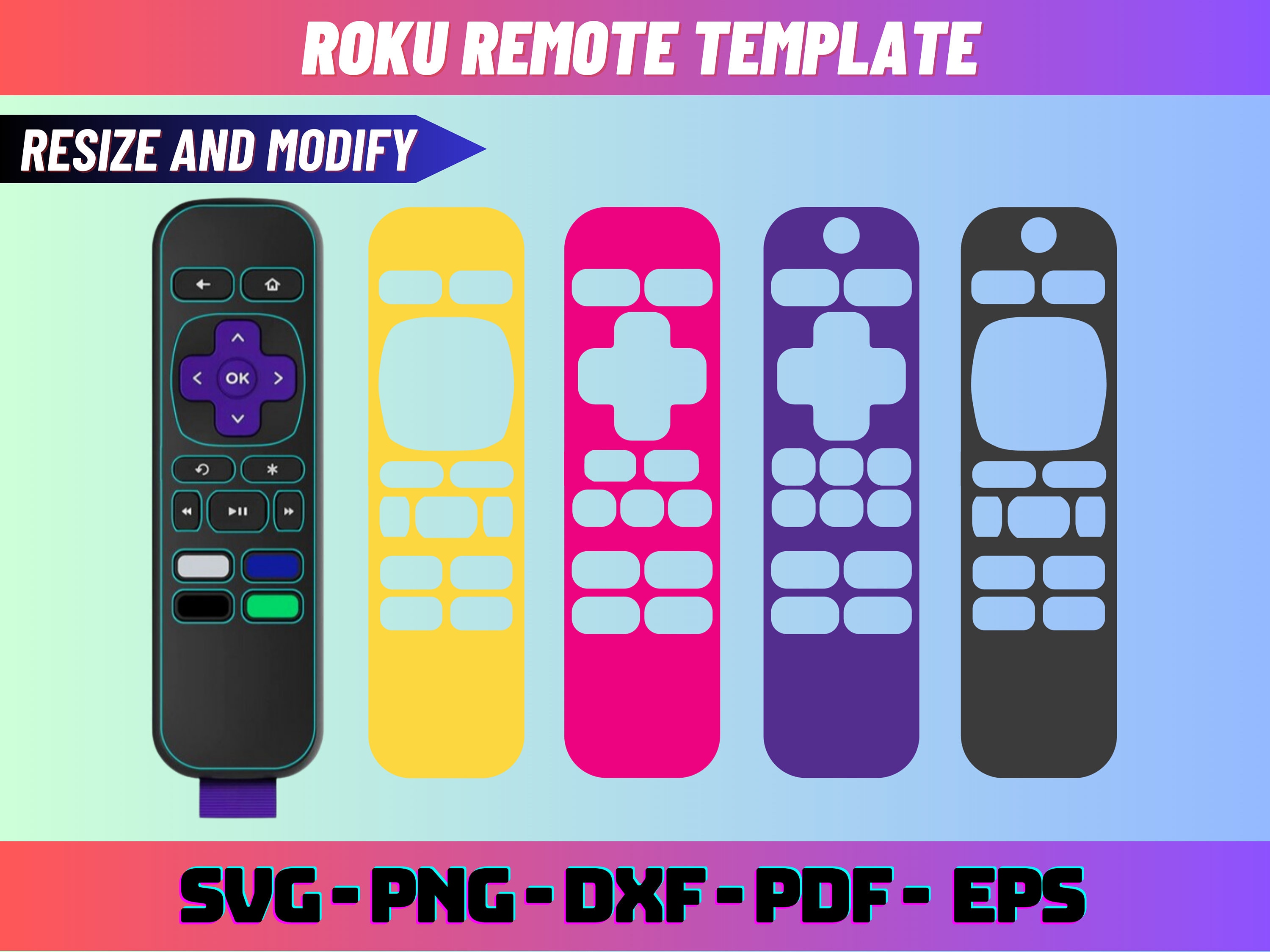 Roku Remote Template Svg, Roku Remote Skin Svg, Roku Remote Cover, Roku ...
