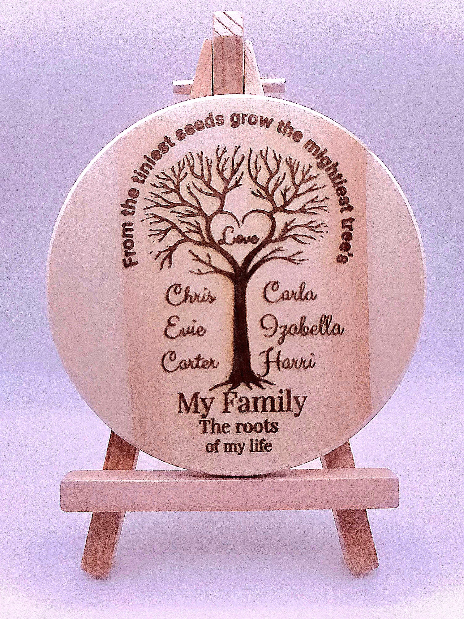 Personalised Laser Engraved Family Tree Coaster With Easel - Etsy