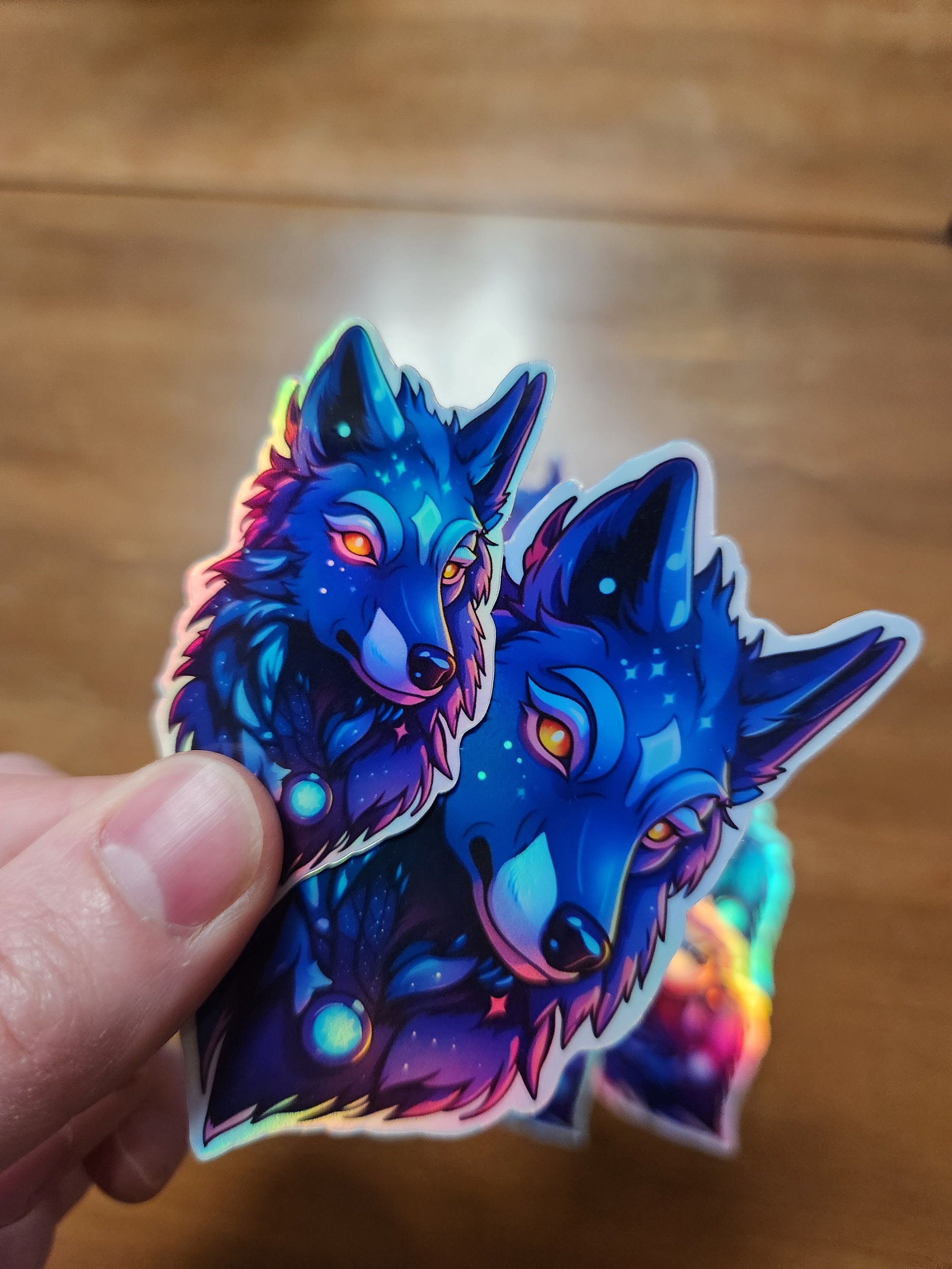 Holographic Fox Celestial Head Decal Sticker qty. 2 for Laptops, Water ...