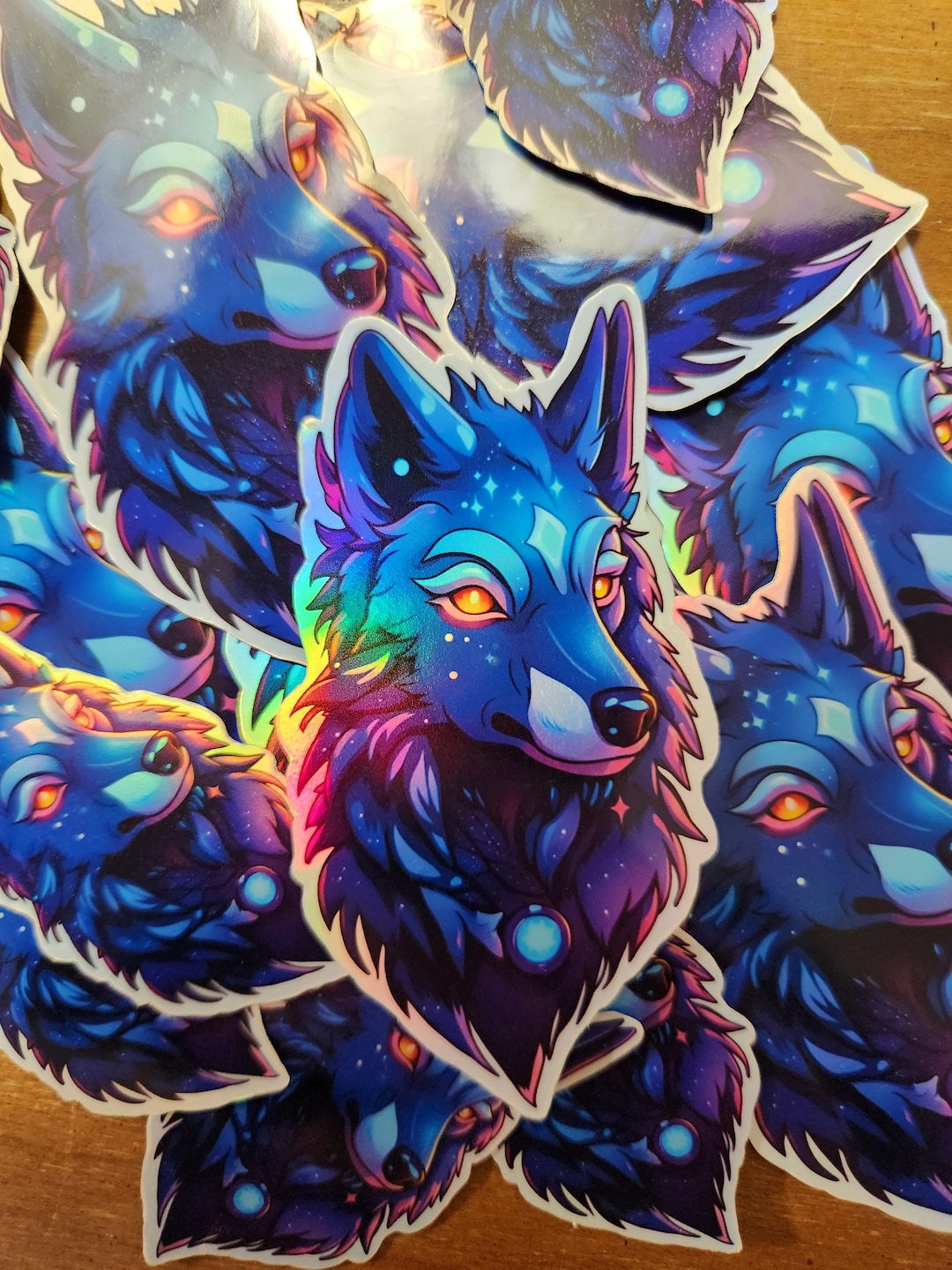 Holographic Fox Celestial Head Decal Sticker qty. 2 for Laptops, Water ...