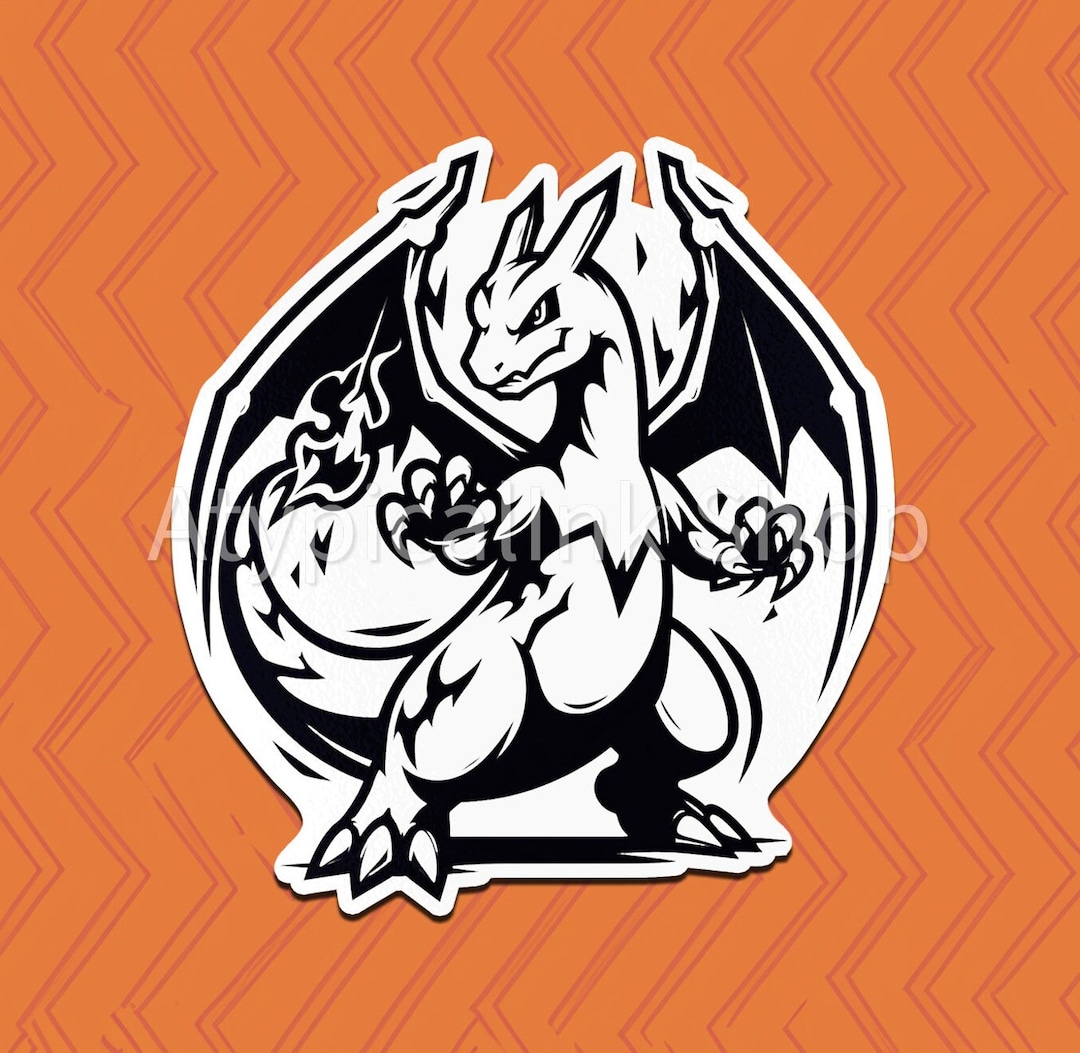 Charizard Dragon Silhouette Stickers qty. 2 Water Resistant Vinyl ...