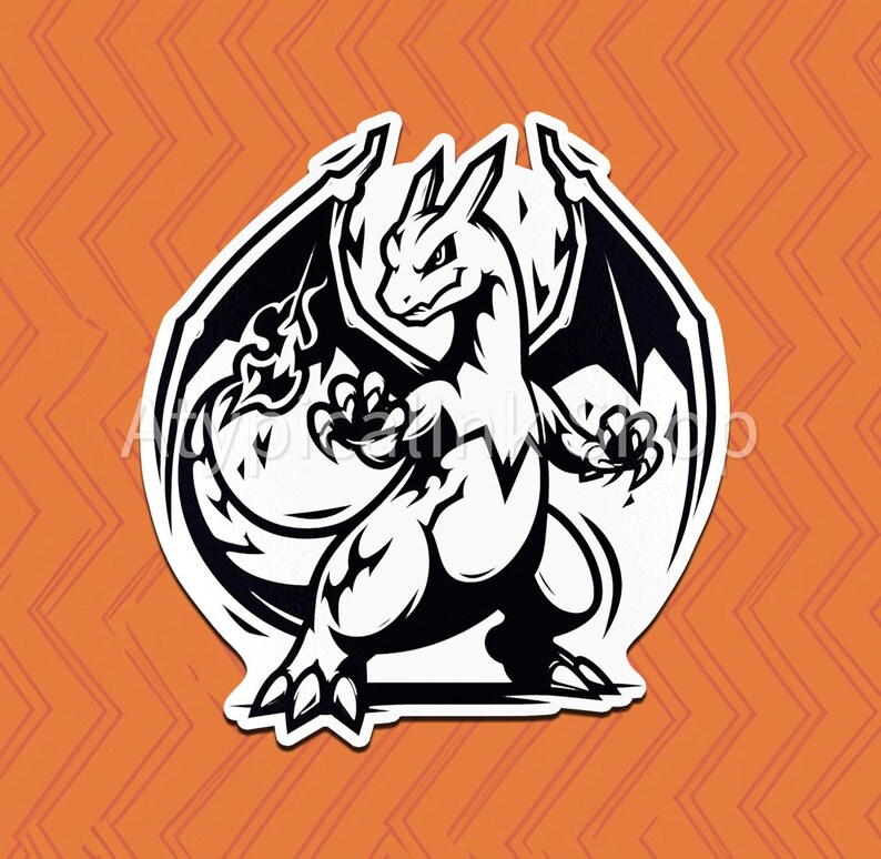 Charizard Dragon Silhouette Stickers qty. 2 Water Resistant Vinyl ...