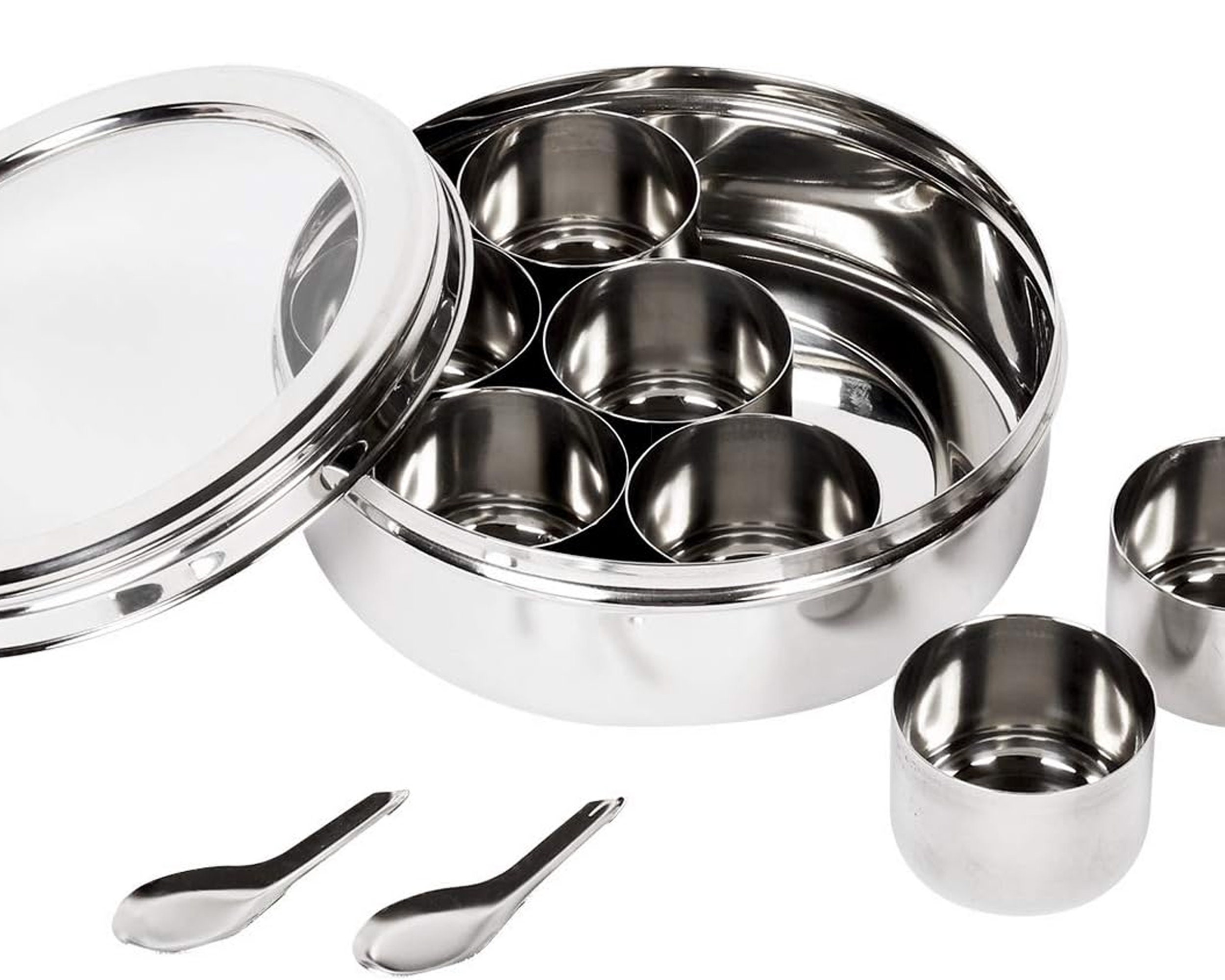 Indian Spice Box/masala Dabba With 7 Compartments and Transparent Lid ...