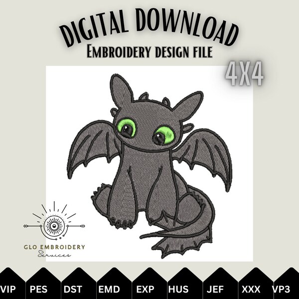 Toothless Embroidery - Etsy