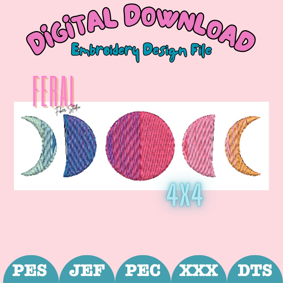 Gradient Moon Phase Embroidery Design, Cottagecore Embroidery File ...