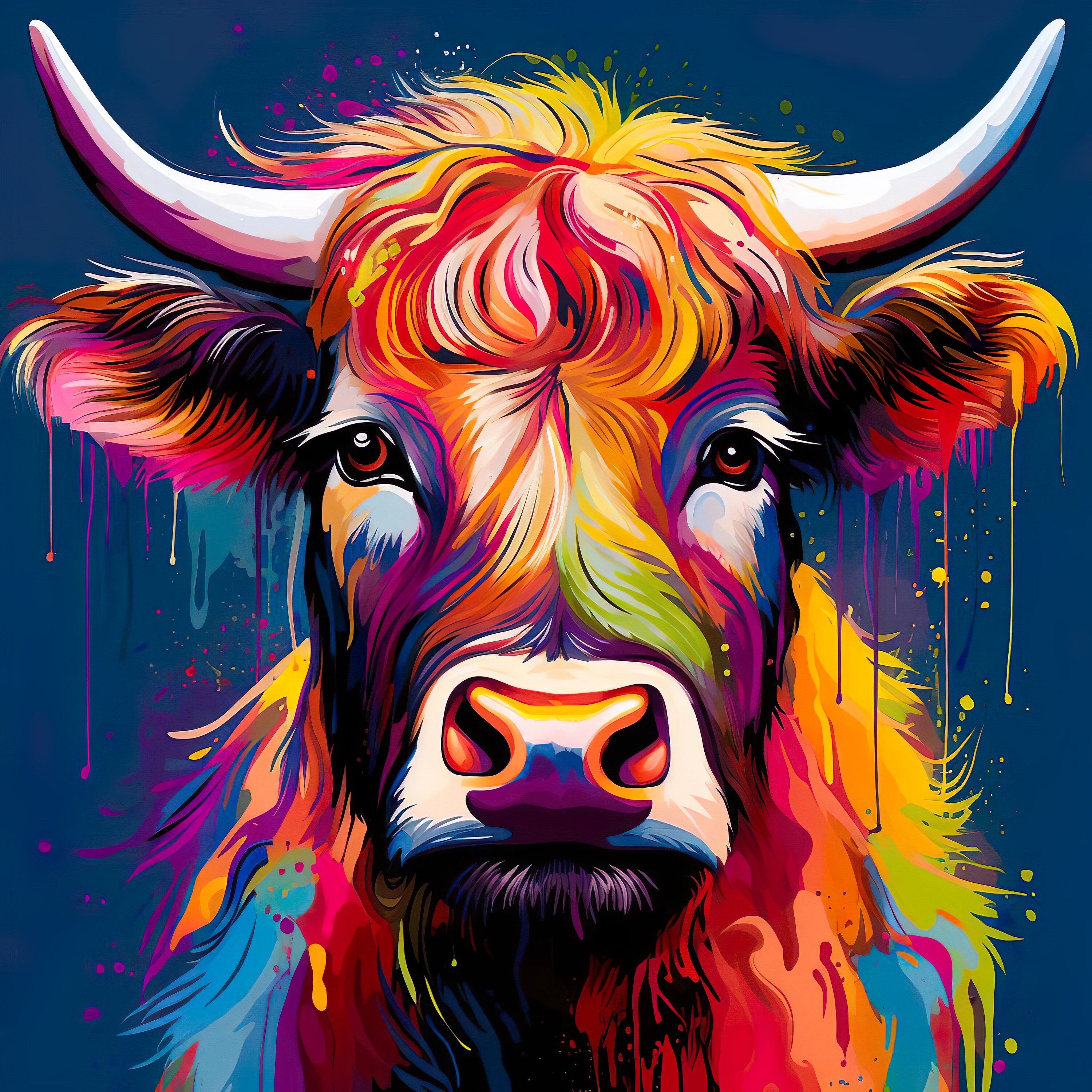 Highland Cow Pop Art Style PNG Bundle Digital Download for Modern Decor ...