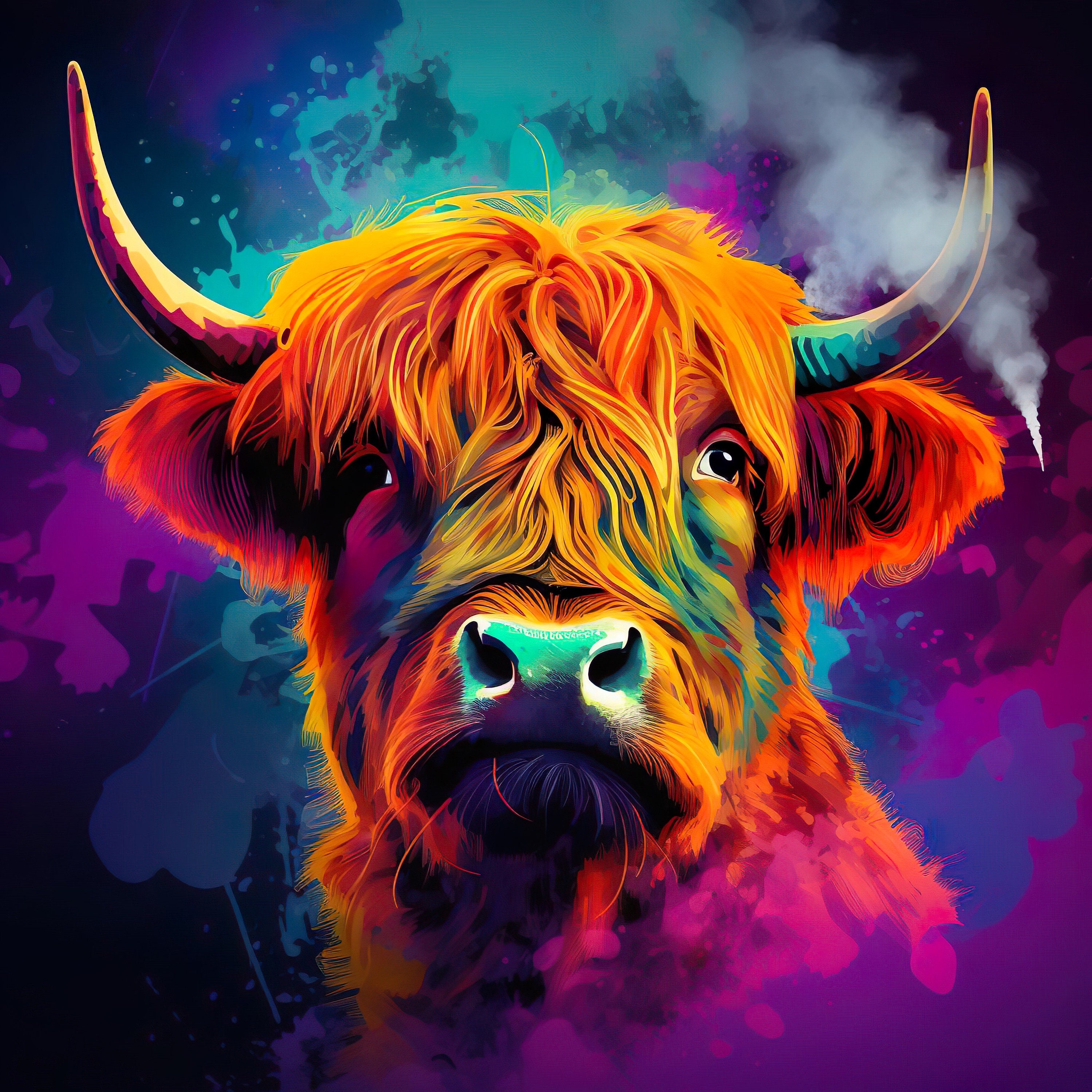 Highland Cow Pop Art Style PNG Bundle Digital Download for Modern Decor ...