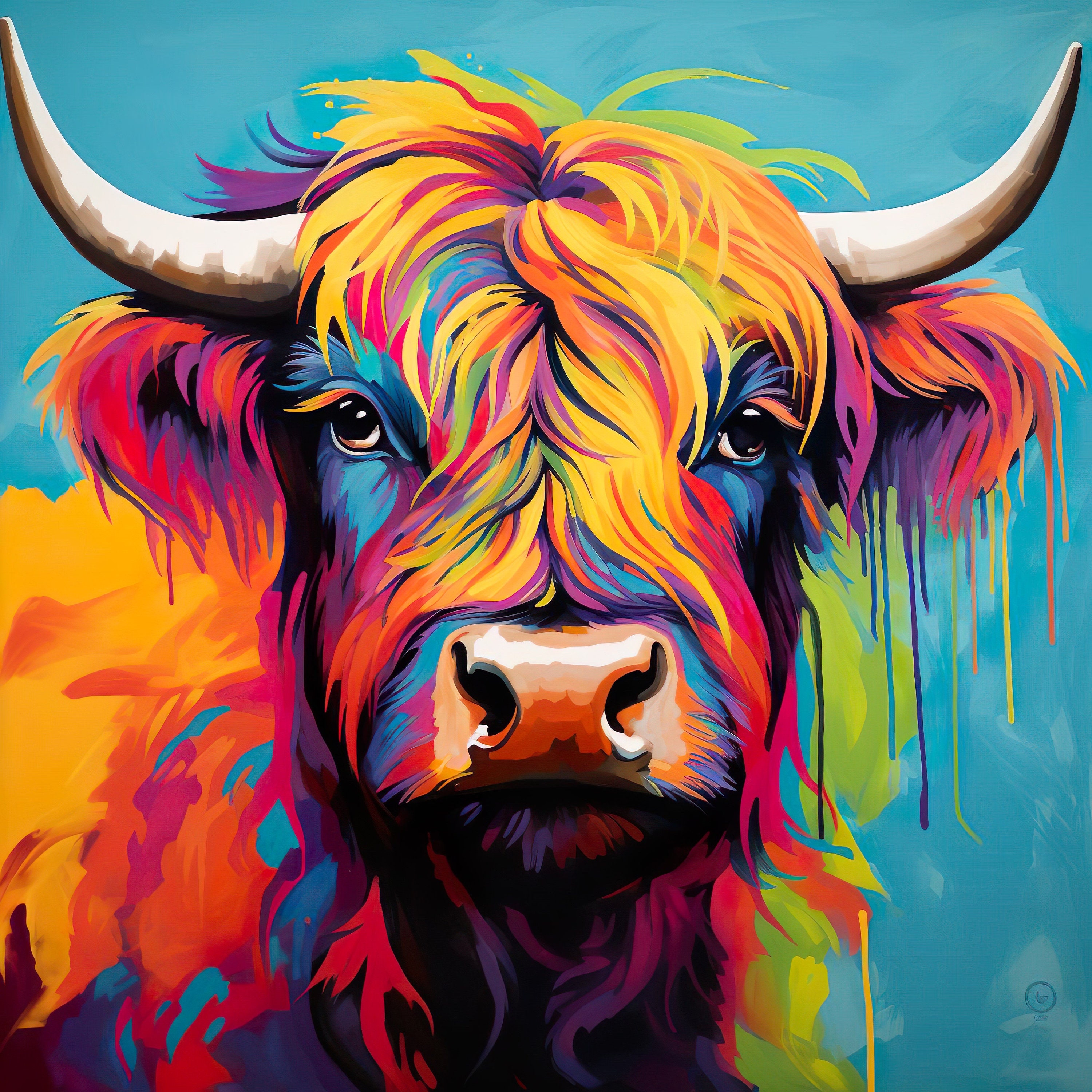 Highland Cow Pop Art Style PNG Bundle Digital Download for Modern Decor ...