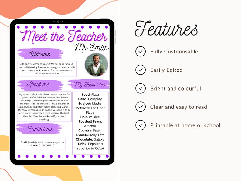 Meet the Teacher - Editable, Printable Product - Etsy