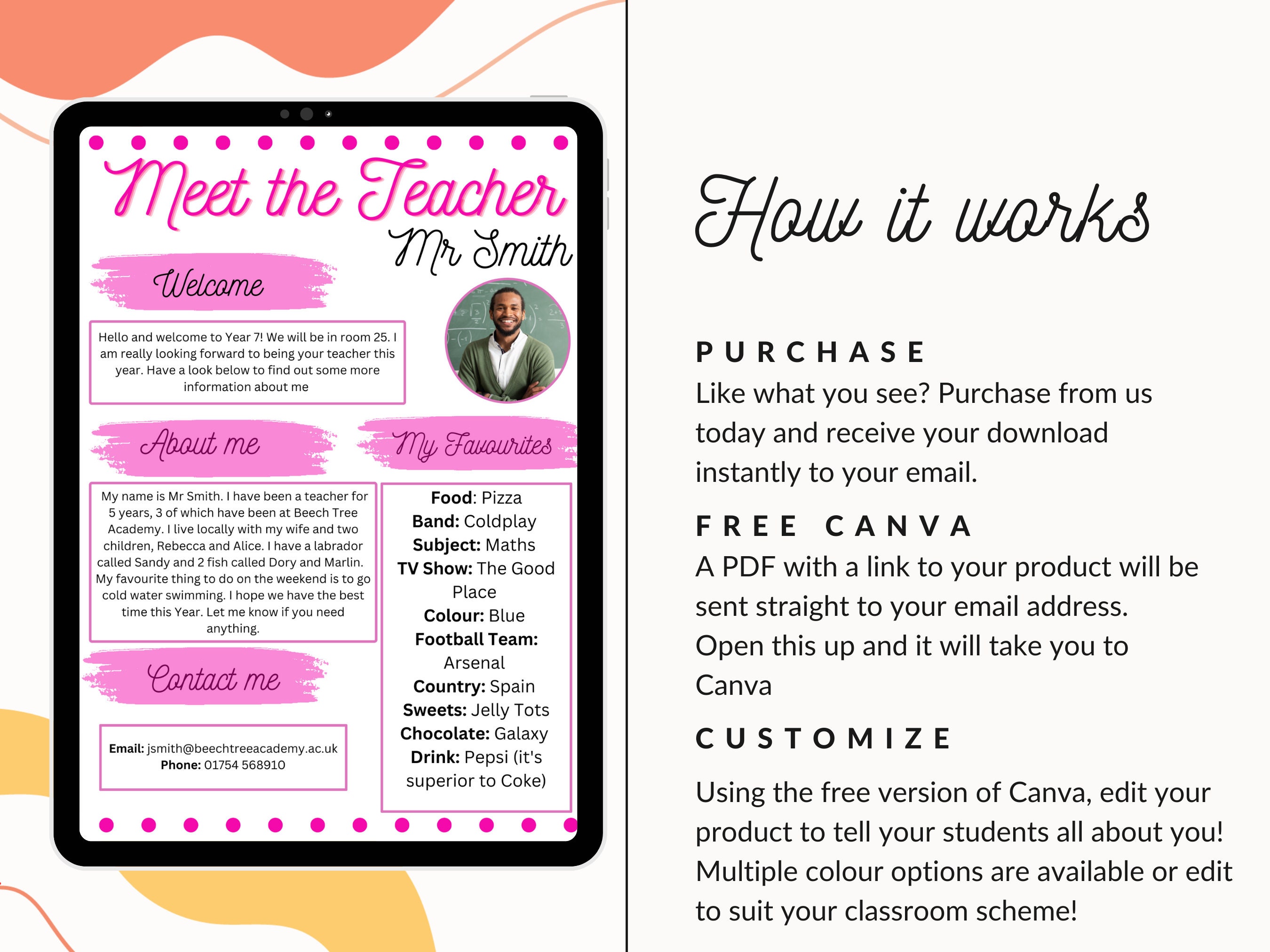 Meet the Teacher - Editable, Printable Product - Etsy