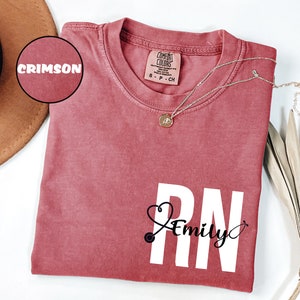 Custom Registered Nurse Comfort Colors® T-shirt, Personalized Name ...