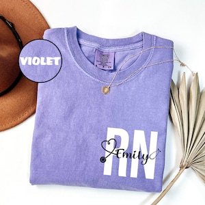 Custom Registered Nurse Comfort Colors® T-shirt, Personalized Name ...