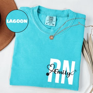 Custom Registered Nurse Comfort Colors® T-shirt, Personalized Name ...