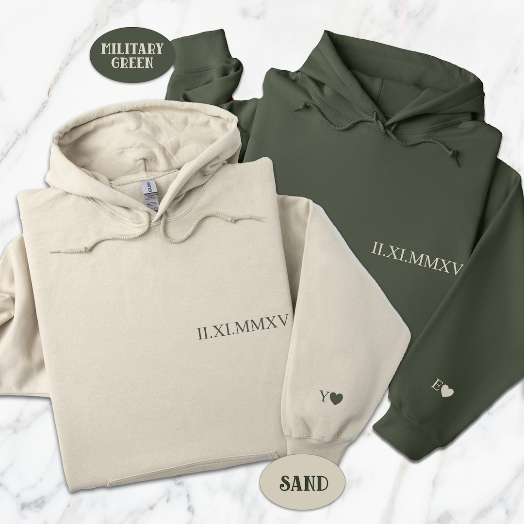Custom Roman Numeral Date Sweatshirt, Matching Couples Valentines Day ...