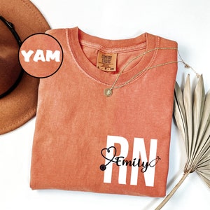 Custom Registered Nurse Comfort Colors® T-shirt, Personalized Name ...