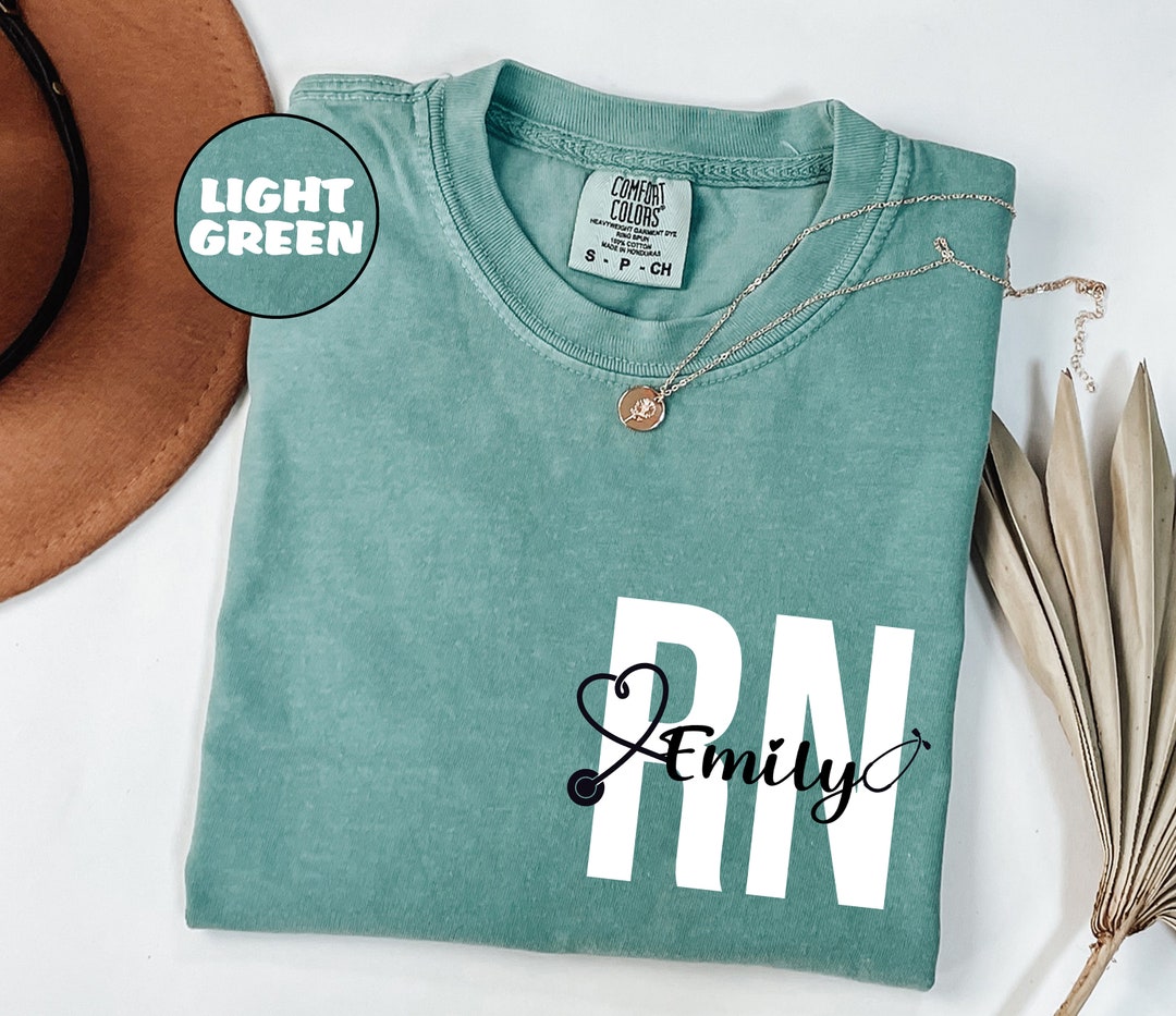 Custom Registered Nurse Comfort Colors® T-shirt, Personalized Name ...