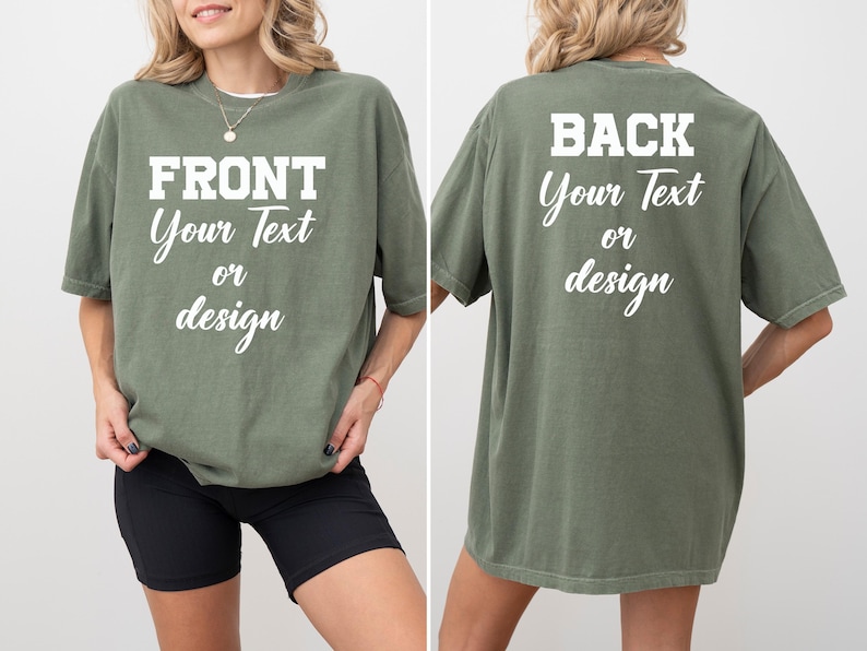 Custom Text Comfort Colors® Tshirt, Personalized Front and Back Shirt ...
