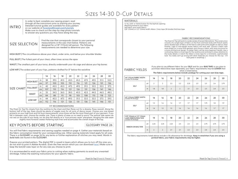 Float on Top PDF Sewing Pattern Sizes 0-30 Beginner Friendly - Etsy Canada