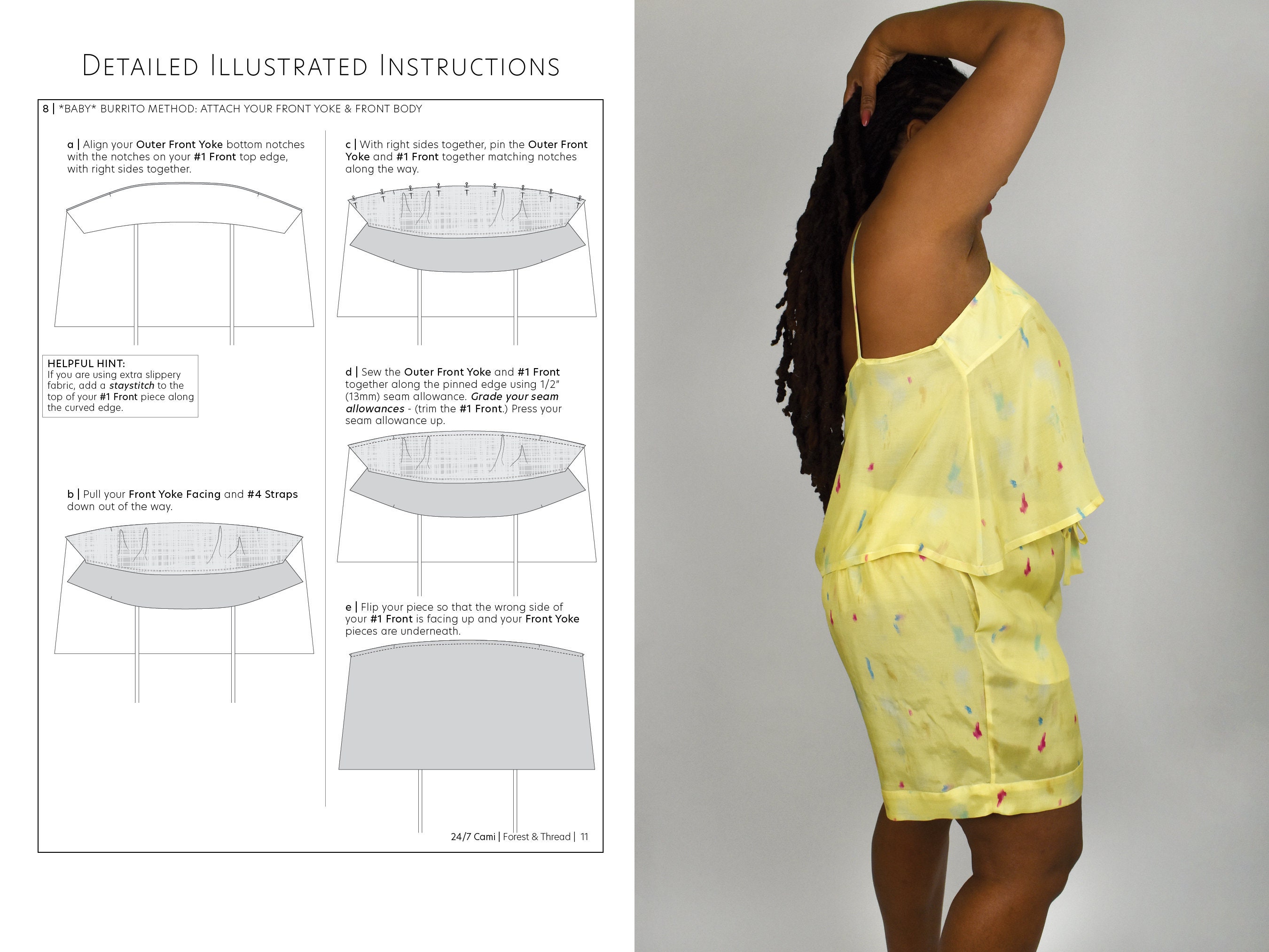 24/7 Cami PDF Sewing Pattern, Sizes 0-30, Beginner Friendly Sewing Pattern With Photo Tutorial ...