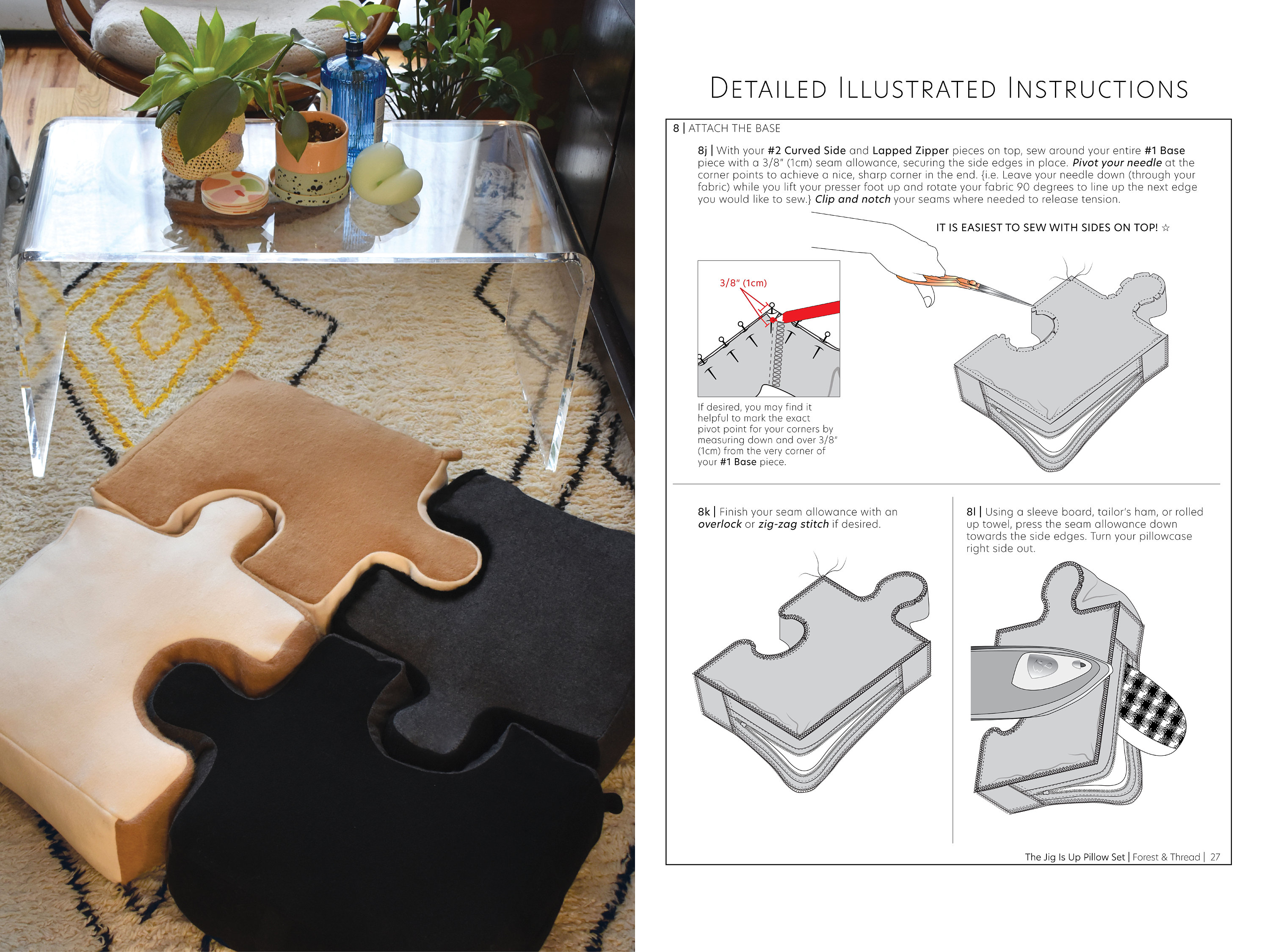 The Jig is up Pillow Set PDF Pattern Digital Sewing Pattern, Zero Waste ...