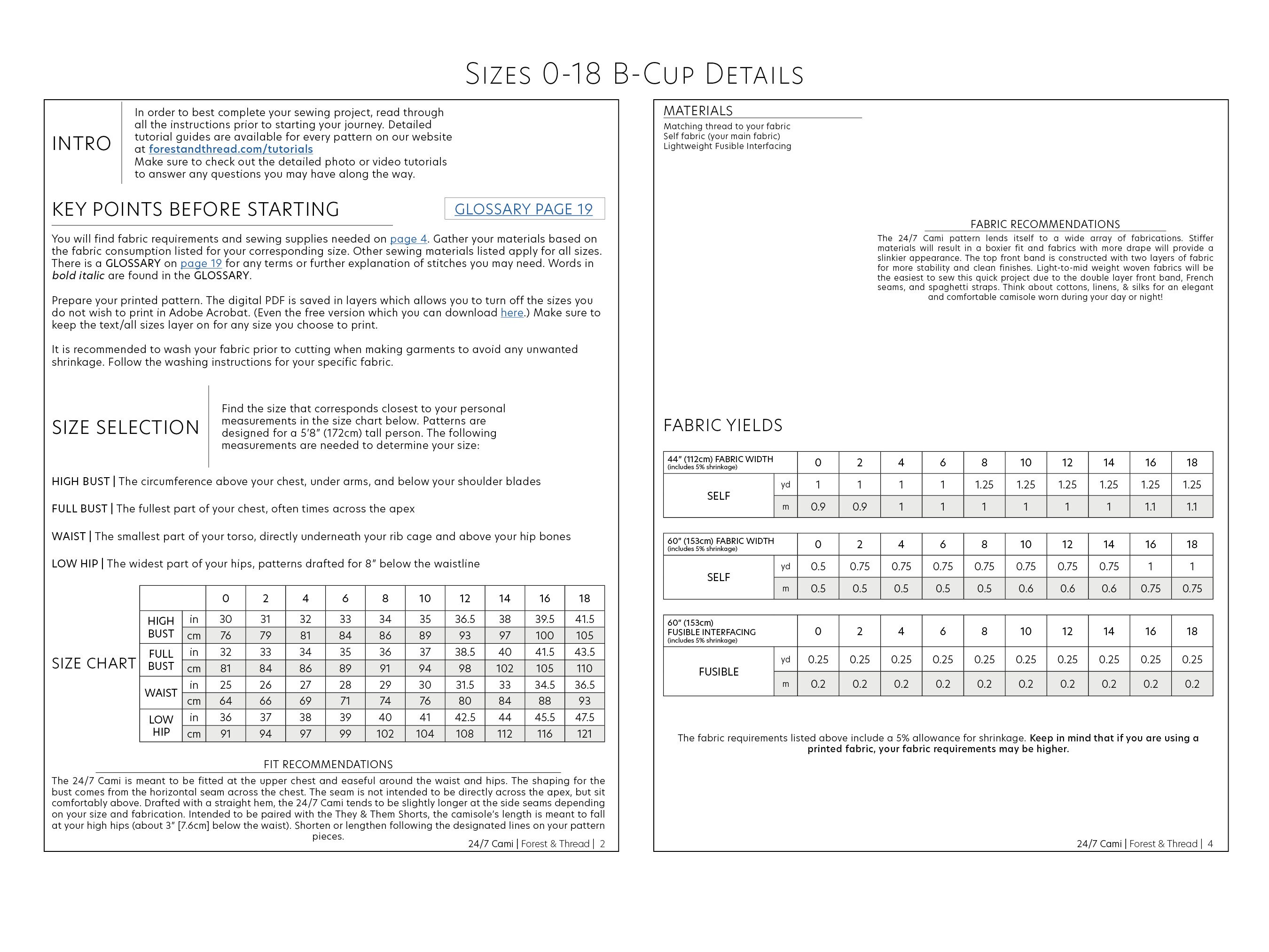 24/7 Cami PDF Sewing Pattern, Sizes 0-30, Beginner Friendly Sewing Pattern With Photo Tutorial ...