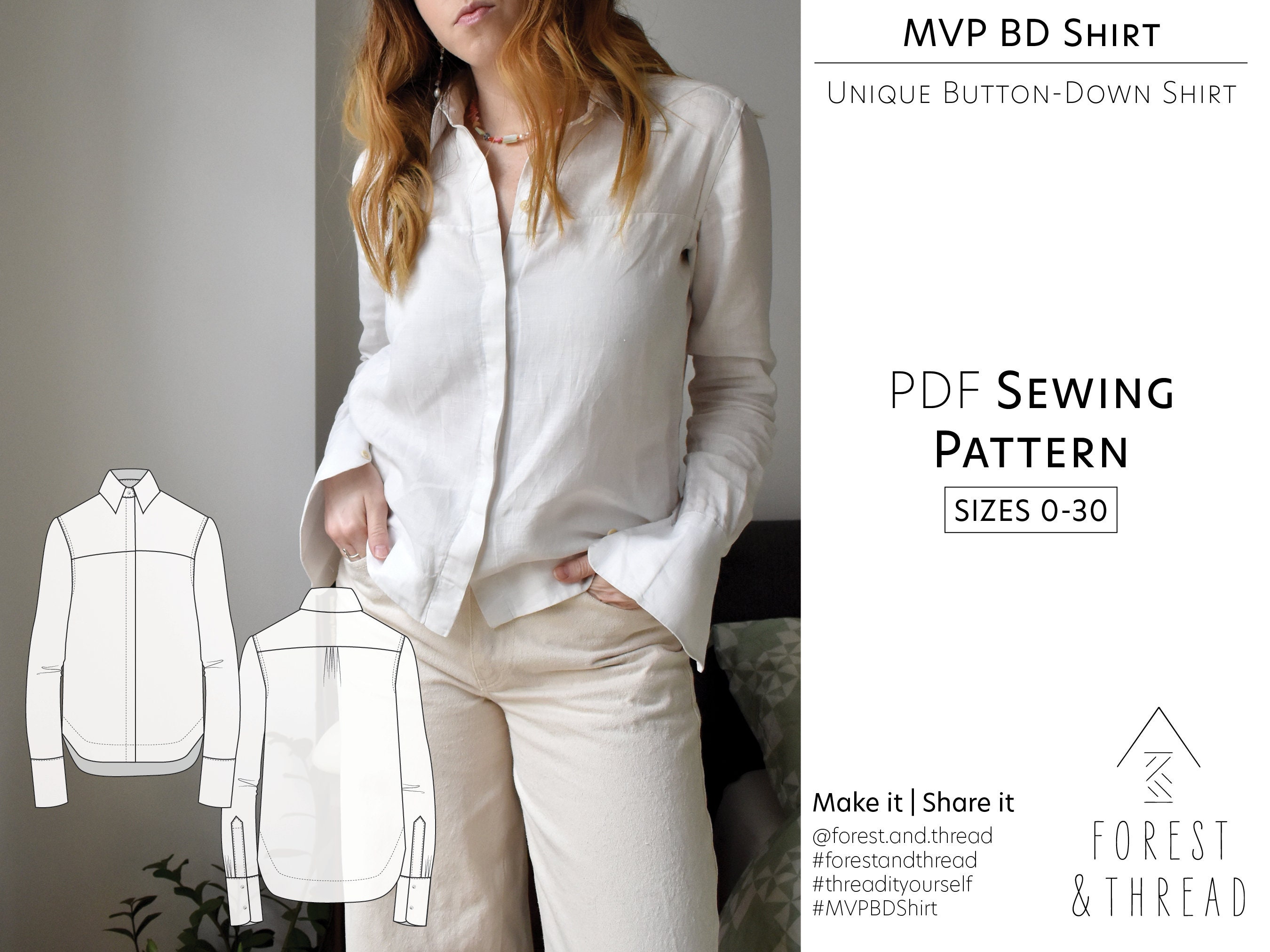 MVP BD Shirt PDF Pattern, Sizes 0-30, Digital Sewing Pattern With Photo ...