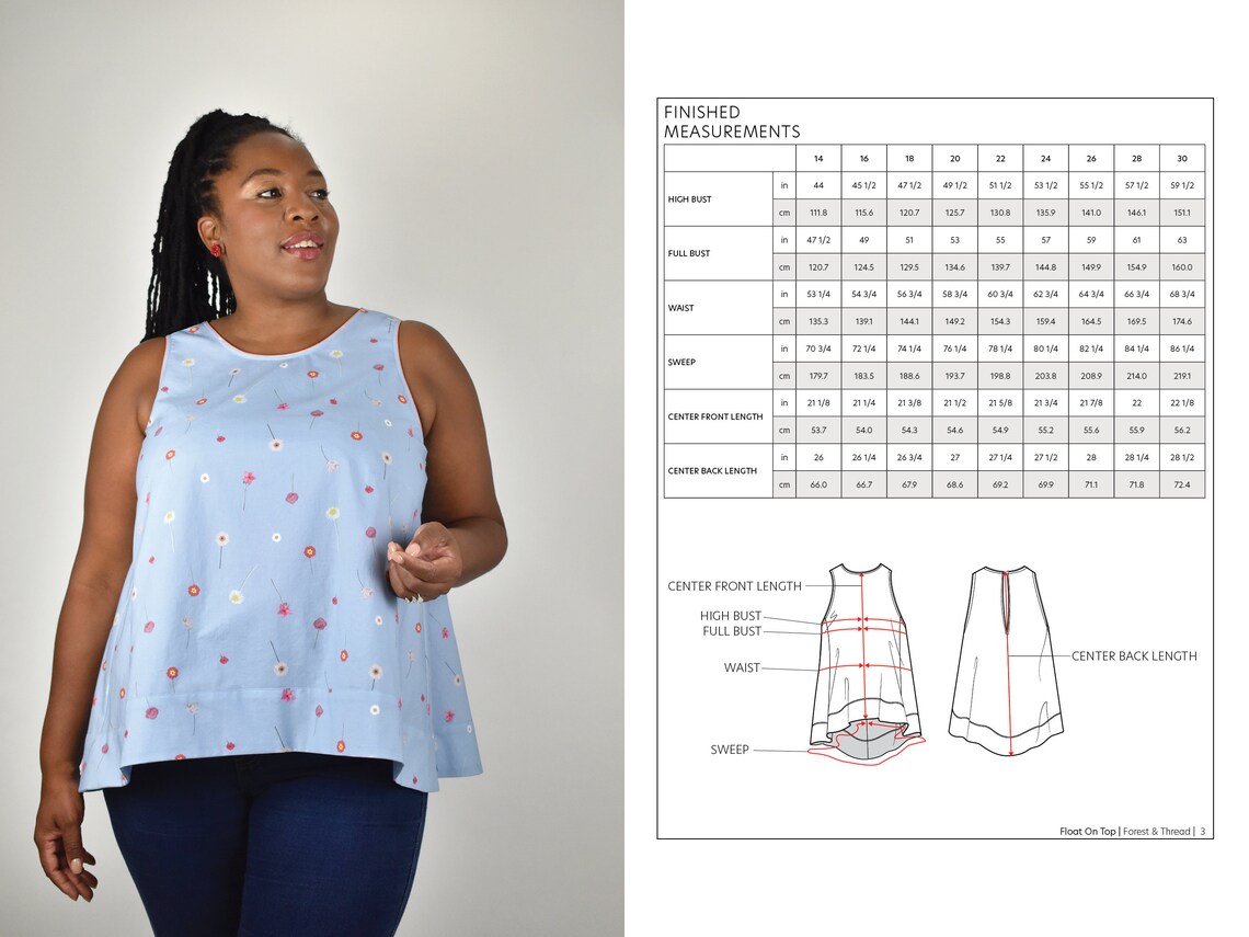 Float on Top PDF Sewing Pattern Sizes 0-30 Beginner Friendly - Etsy Canada
