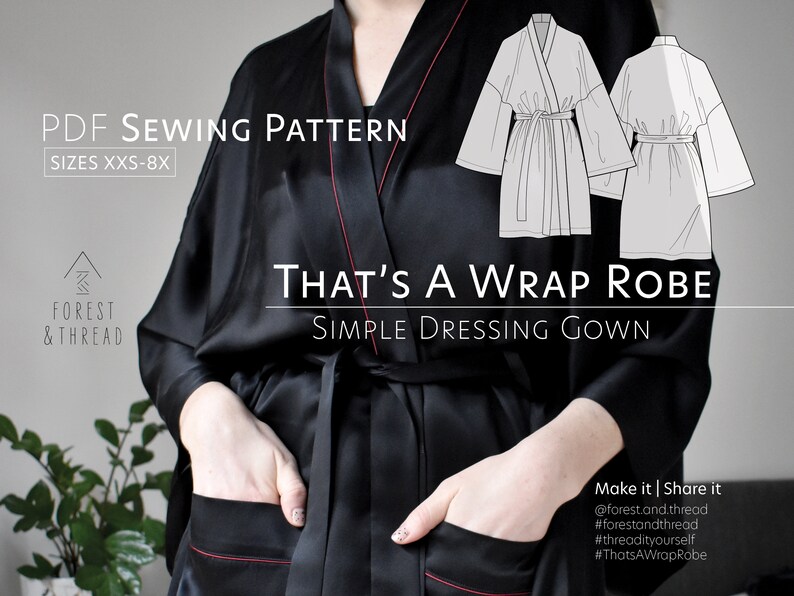 That's A Wrap Robe PDF Pattern, Sizes XXS-8X, Beginner Friendly Sewing ...