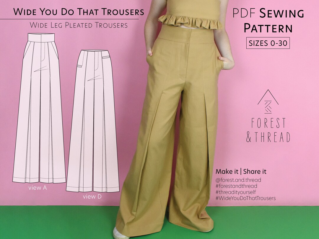 Wide You Do That Trousers PDF Pattern, Sizes 0-30, Digital Sewing ...