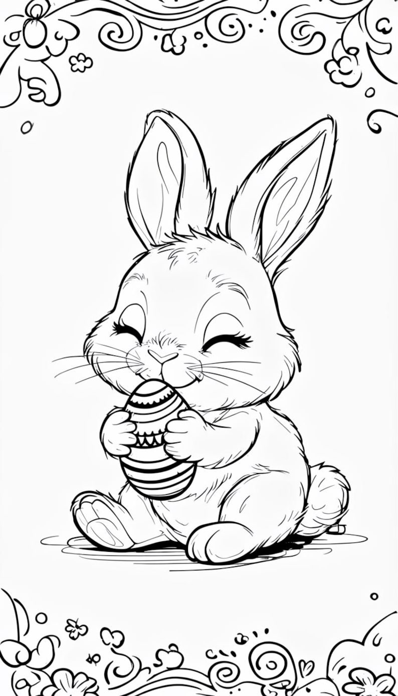 Easter Egg Bunny Chick Lamb Coloring Pages Happy Easter Children and ...