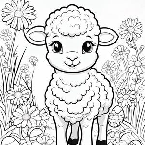 Easter Egg Bunny Chick Lamb Coloring Pages Happy Easter Children and ...
