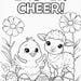 Easter Egg Bunny Chick Lamb Coloring Pages Happy Easter Children and ...
