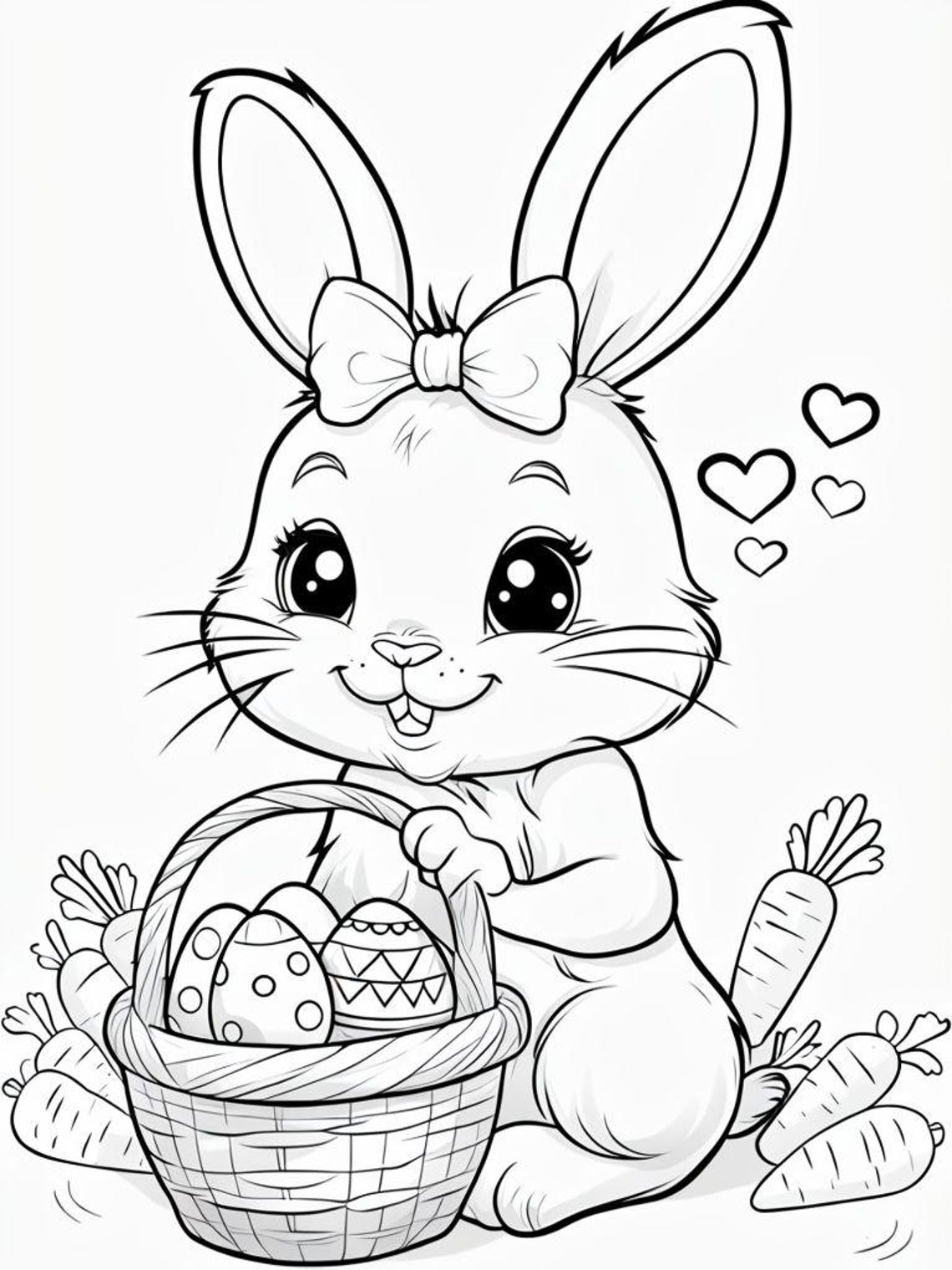 Easter Egg Bunny Chick Lamb Coloring Pages Happy Easter Children and ...