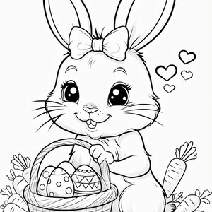 Easter Egg Bunny Chick Lamb Coloring Pages Happy Easter Children and ...