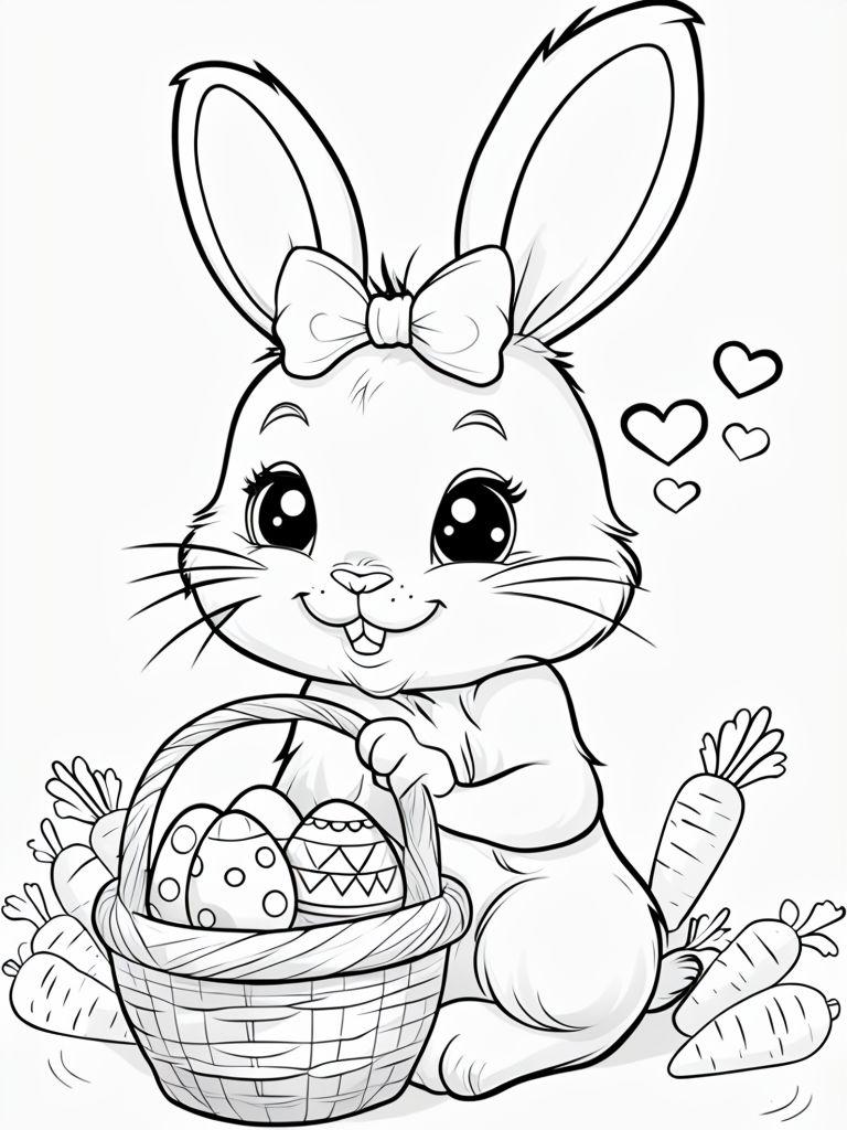 Easter Egg Bunny Chick Lamb Coloring Pages Happy Easter Children and ...