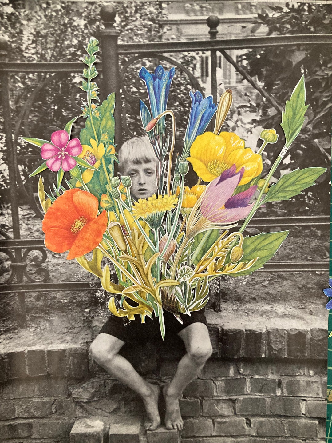 Flowers Vendor A4 Analogue Paper Collage Print - Etsy