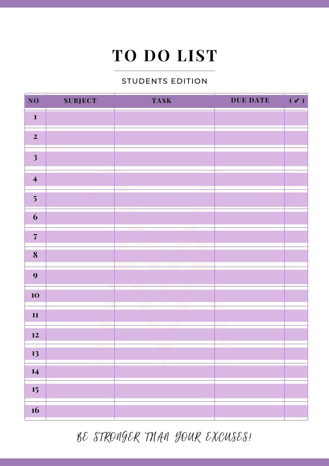To Do List (student Edition) Template - Etsy