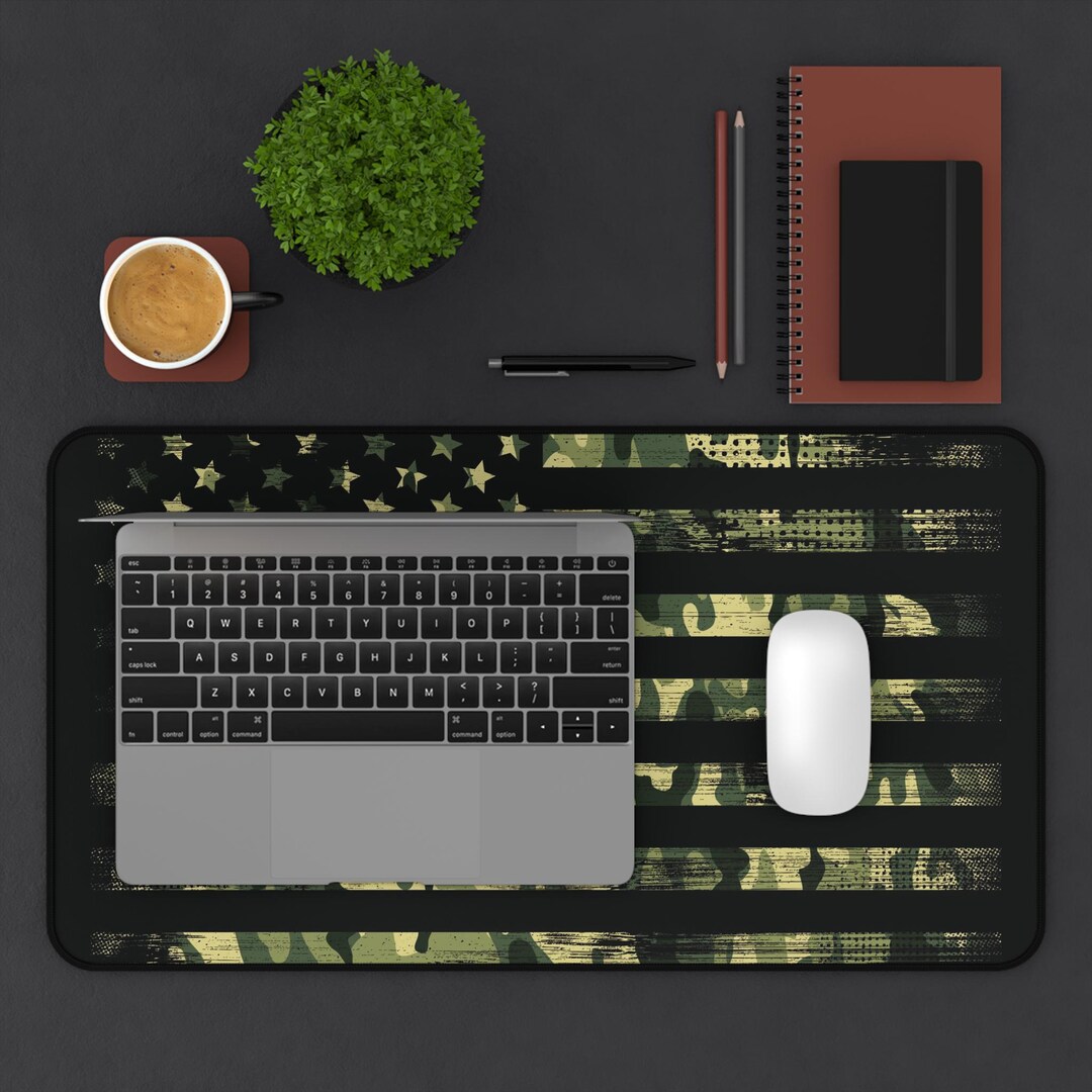 Camo Flag Desk Mat - Stylish Office Decor, Gaming Mouse Pad, Durable ...