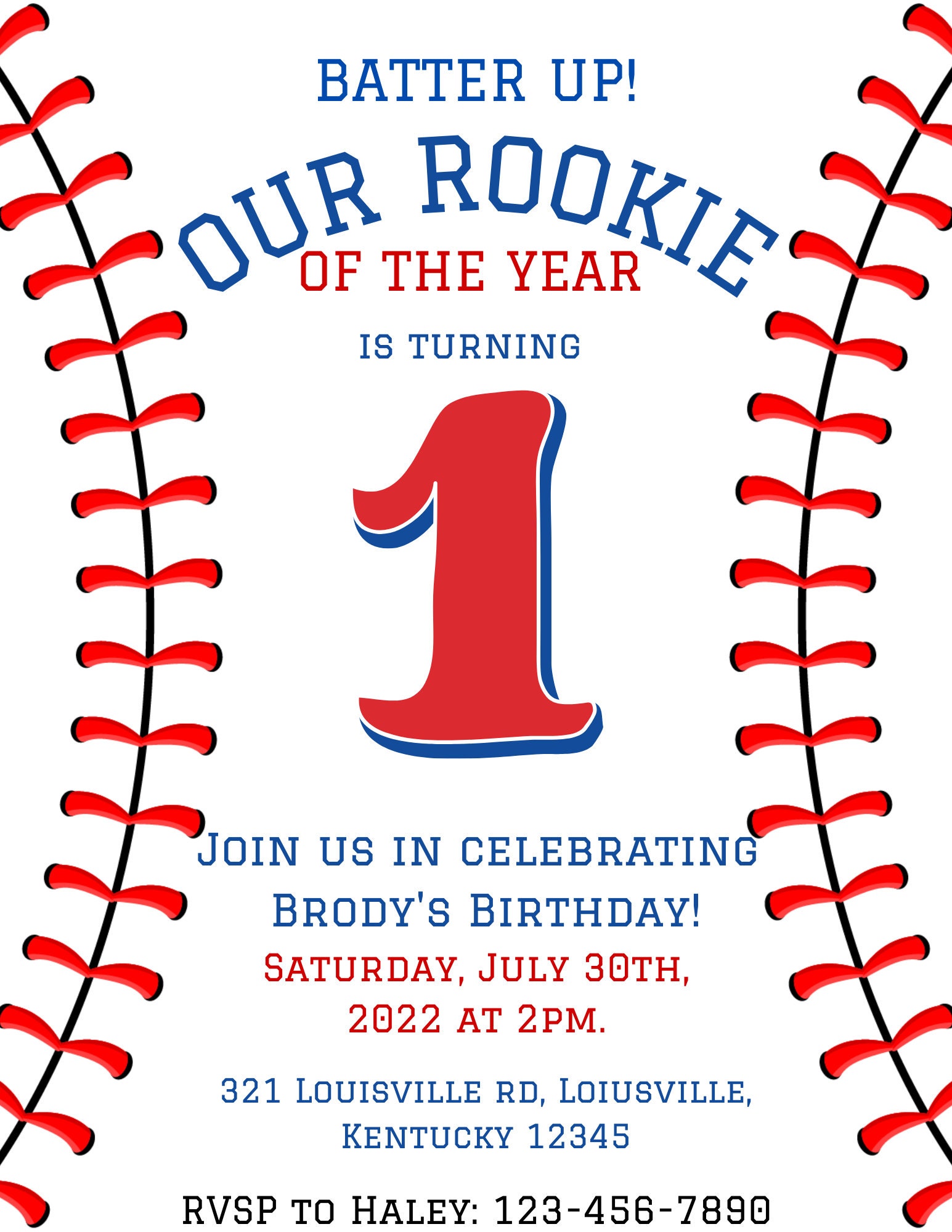 EDITABLE Rookie of the Year Baseball Birthday Invitation - Etsy