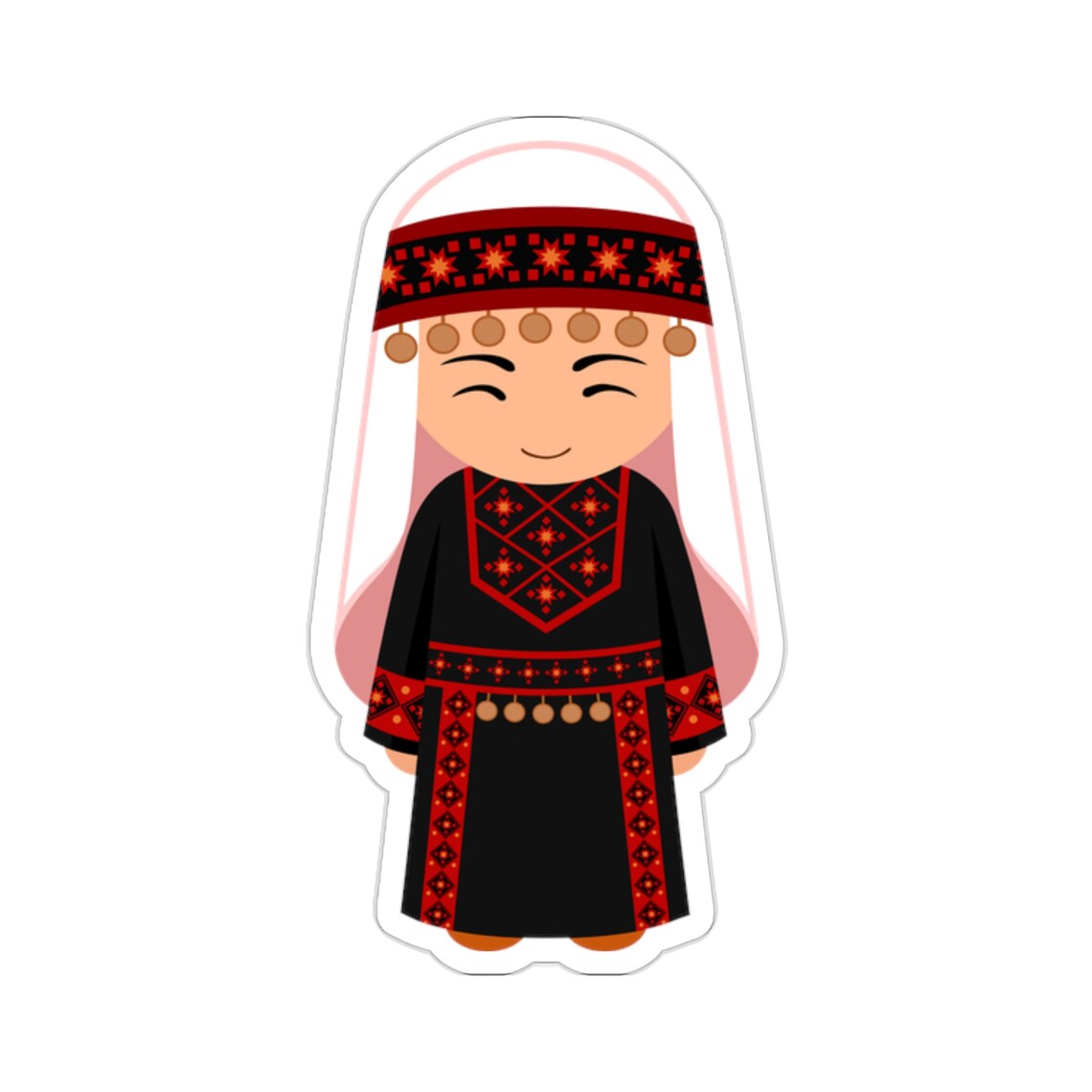 Palestinian Woman Sticker Cute Falaha Sticker Palestinian Thobe Vinyl ...