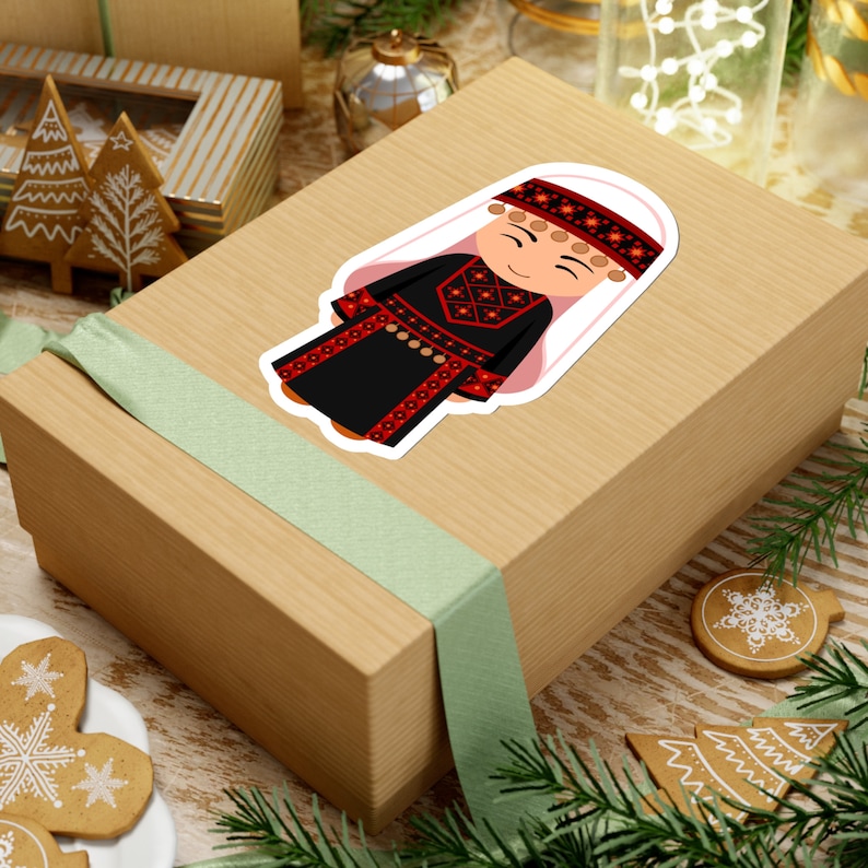 Palestinian Woman Sticker Cute Falaha Sticker Palestinian Thobe Vinyl ...