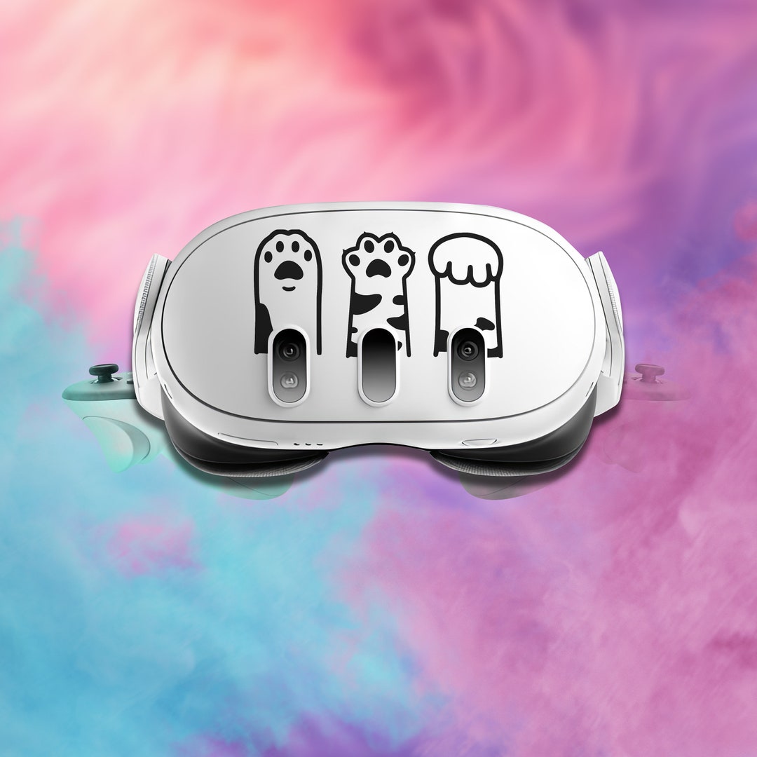 Cute Cat Lover for Quest 3 Transfer Sticker in Black Oculus Three Paw ...