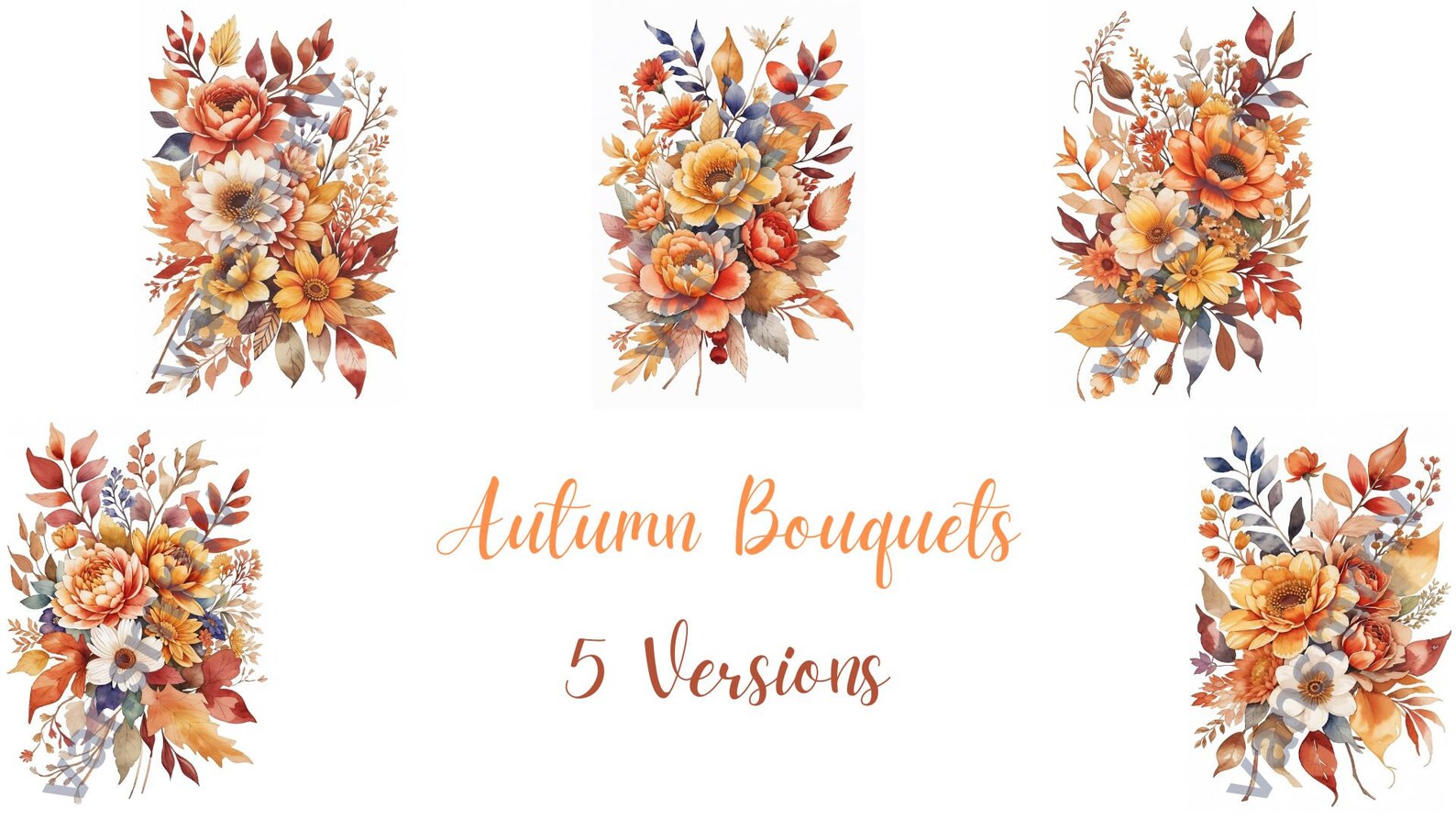 Watercolor Autumn Bouquet Clipart 25 High Quality Jpgs - Etsy